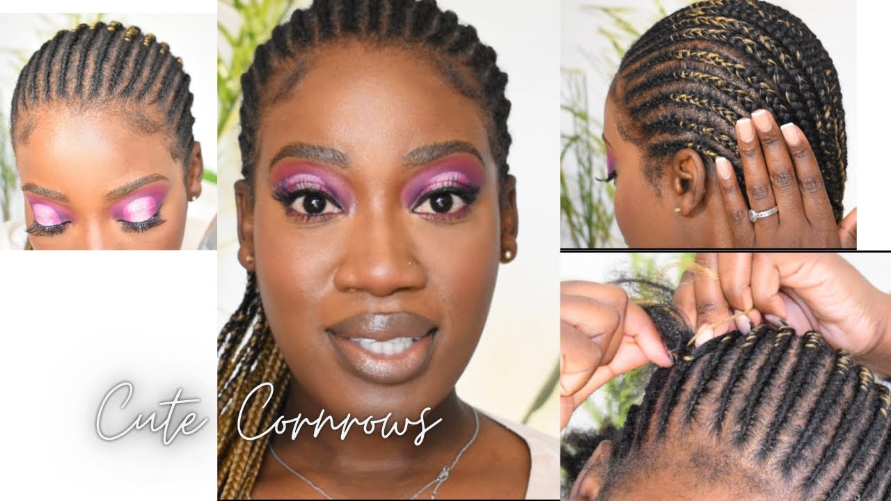 Cornrows/Straight back/ how to braid your own hair/ summer hairstyle ...