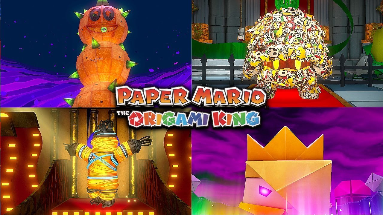 PAPER MARIO: THE ORIGAMI KING - All Bosses - YouTube