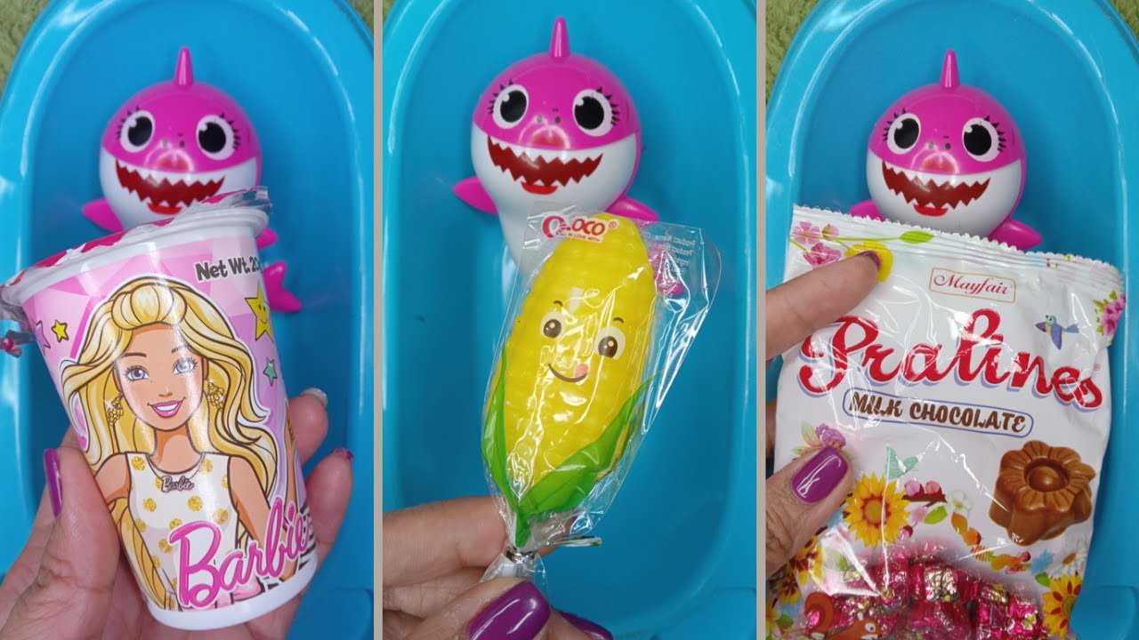 ASMR Baby Shark Barbie Chocolate Dip Corn Lollipop Mayfair Choco Flower ...