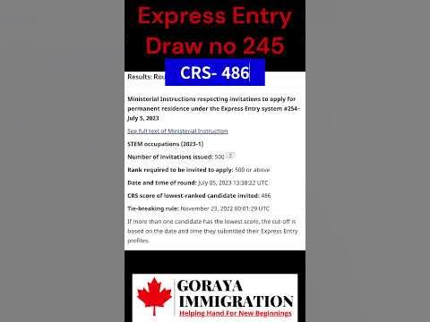 Express Entry draw 254 category based for STEM July 5th CRS 486 total invited 500 # ...