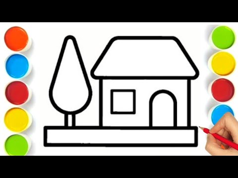 Cute Small House 🏡 Drawing For Kids || House drawing easy || House ...
