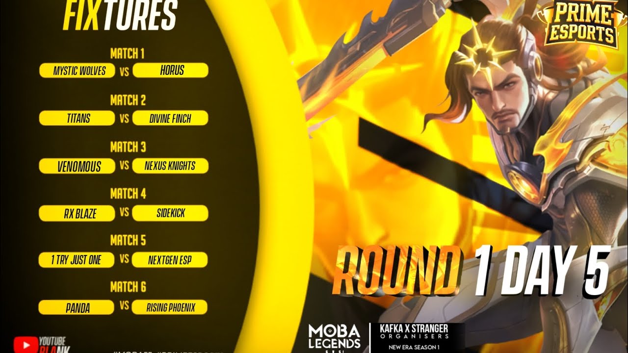 PRIME ESPORTS SEASON 1 | ROUND 1 DAY 4&5 | MOBA LEGENDS 5v5 - YouTube