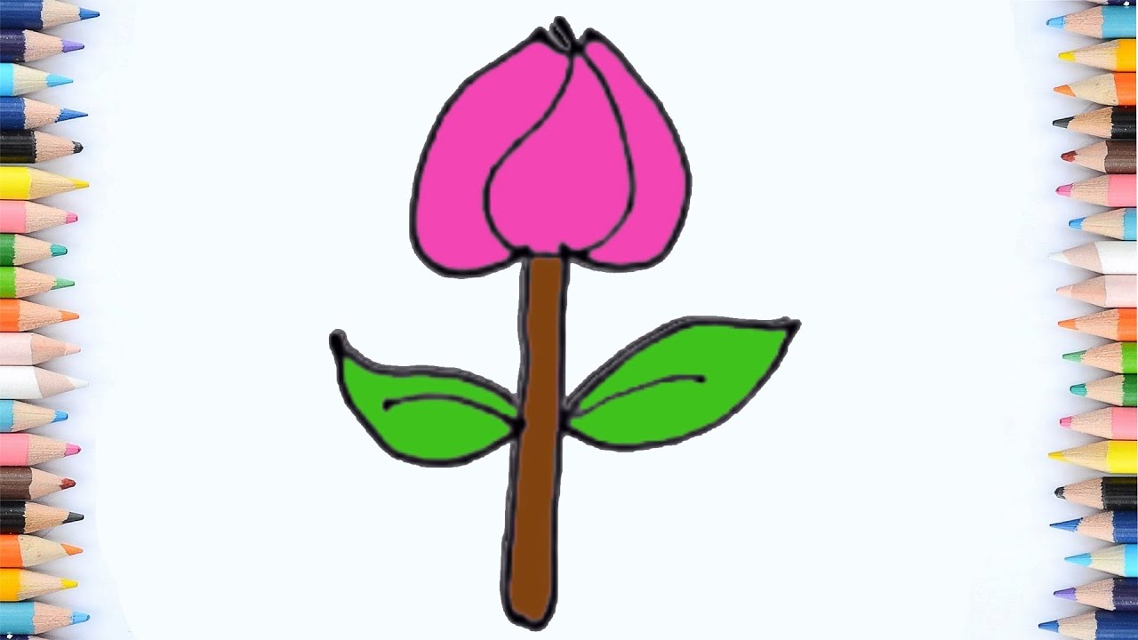 How to Draw a Tulip Flower for Kids | Easy Step-by-Step Tutorial - YouTube