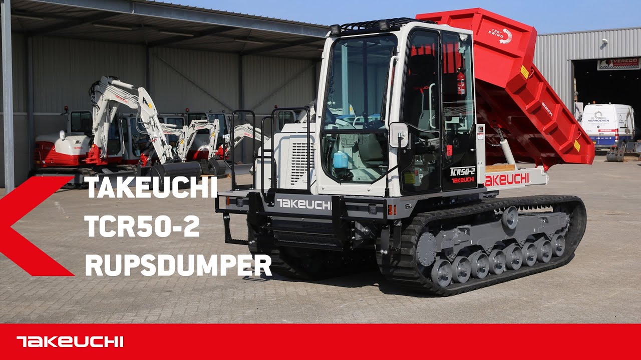 Takeuchi TCR50-2: de robuuste, krachtige & betrouwbare rupsdumper - YouTube