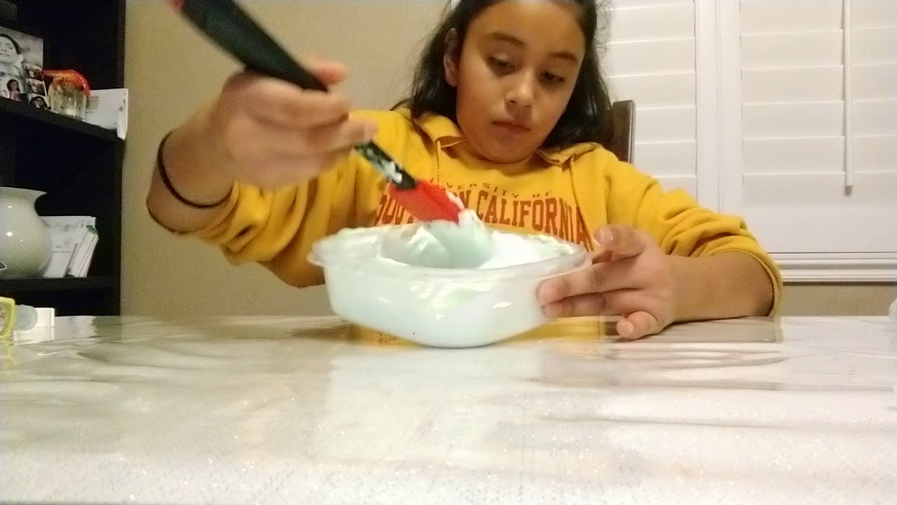 How to make Fluffy green SLIME😋 - YouTube