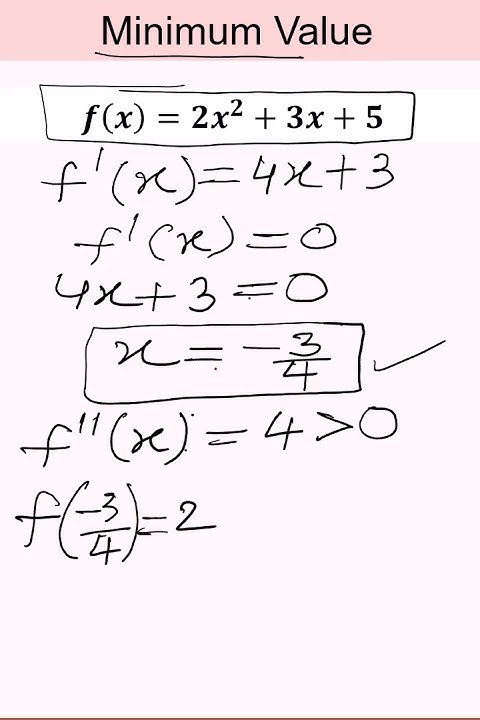 Minimum Value of the Quadratic Function #short #calculus #math - YouTube