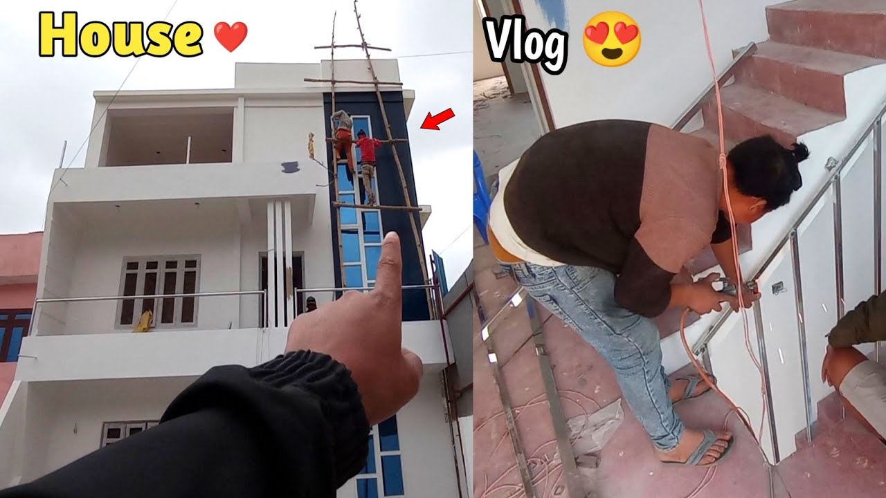 Ghar ko colour lagaune kaam ra railing ko kaam yeti vayo 😍 new house ...