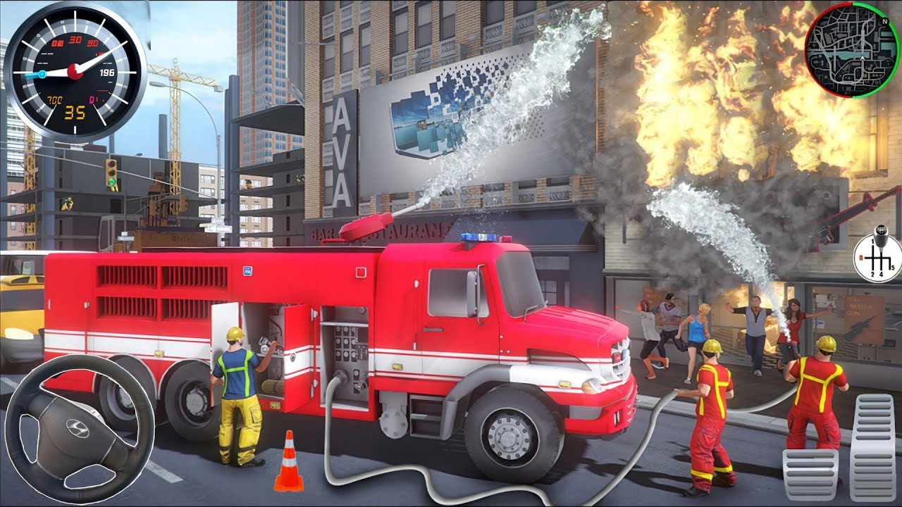 Fire truck rescue simulator gameplay - fire fighter simulator game ...