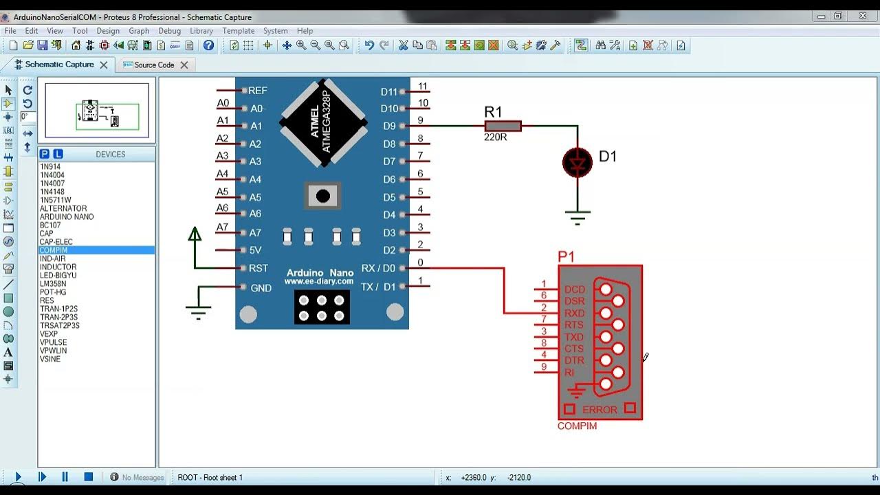 Arduino simulation in Proteus with Virtual COM port - YouTube