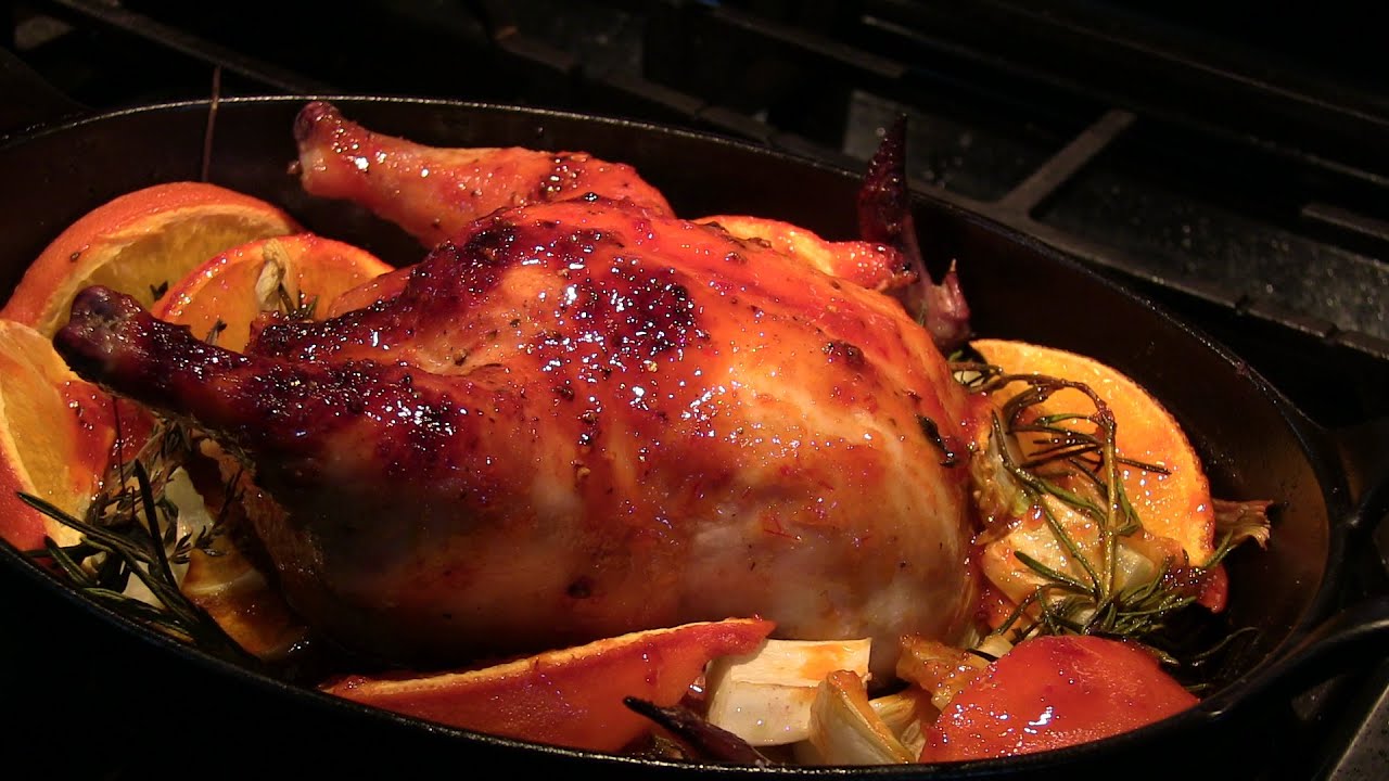 Moroccan Style Brandy Glazed Cornish Hen with Fennel and Orange - YouTube