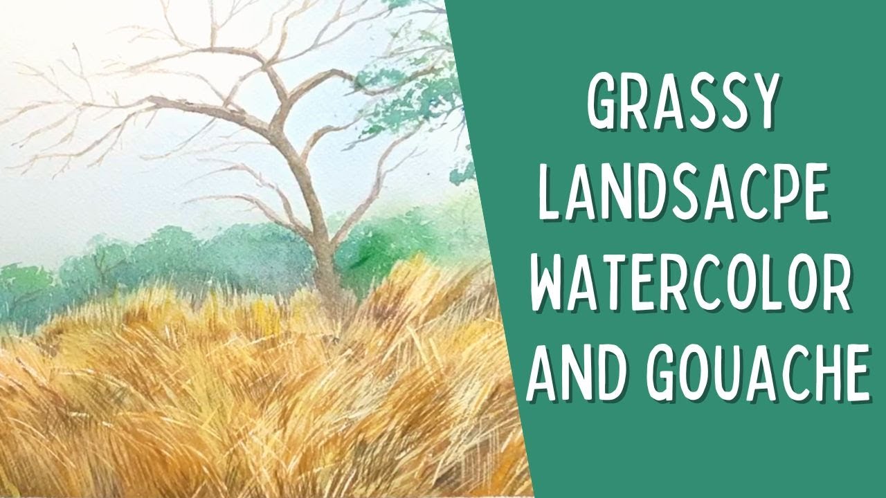 Grass painting in watercolor and gouache - YouTube