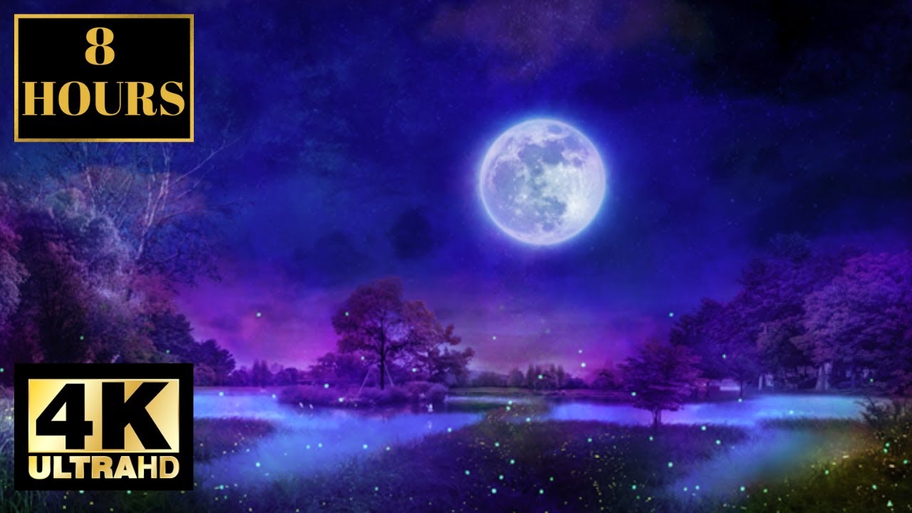 Magic Moon Night With Relaxing Music For Sleep, Study Wallpaper ...