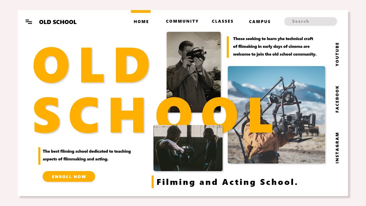 Old School | Weekly UI Design for web| Adobe XD | Time-Lapse - YouTube