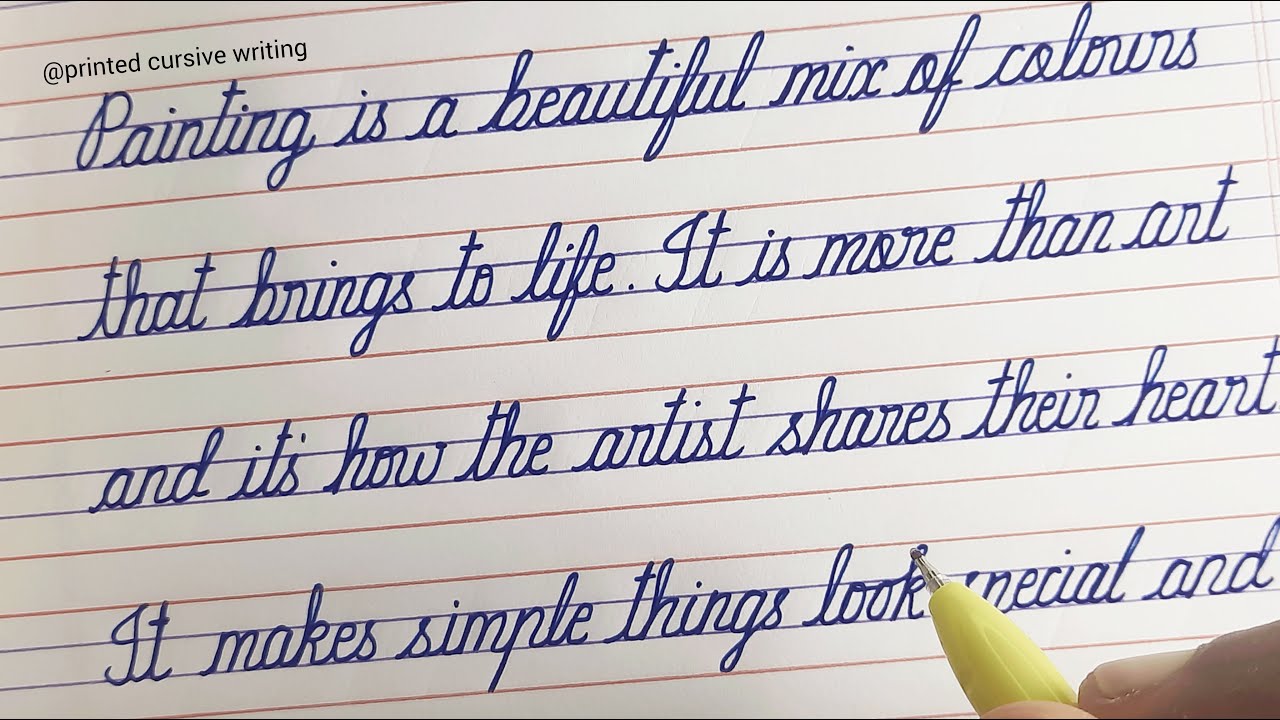 CURSIVE WRITING | Writing practice in 4 lines note for school students ...