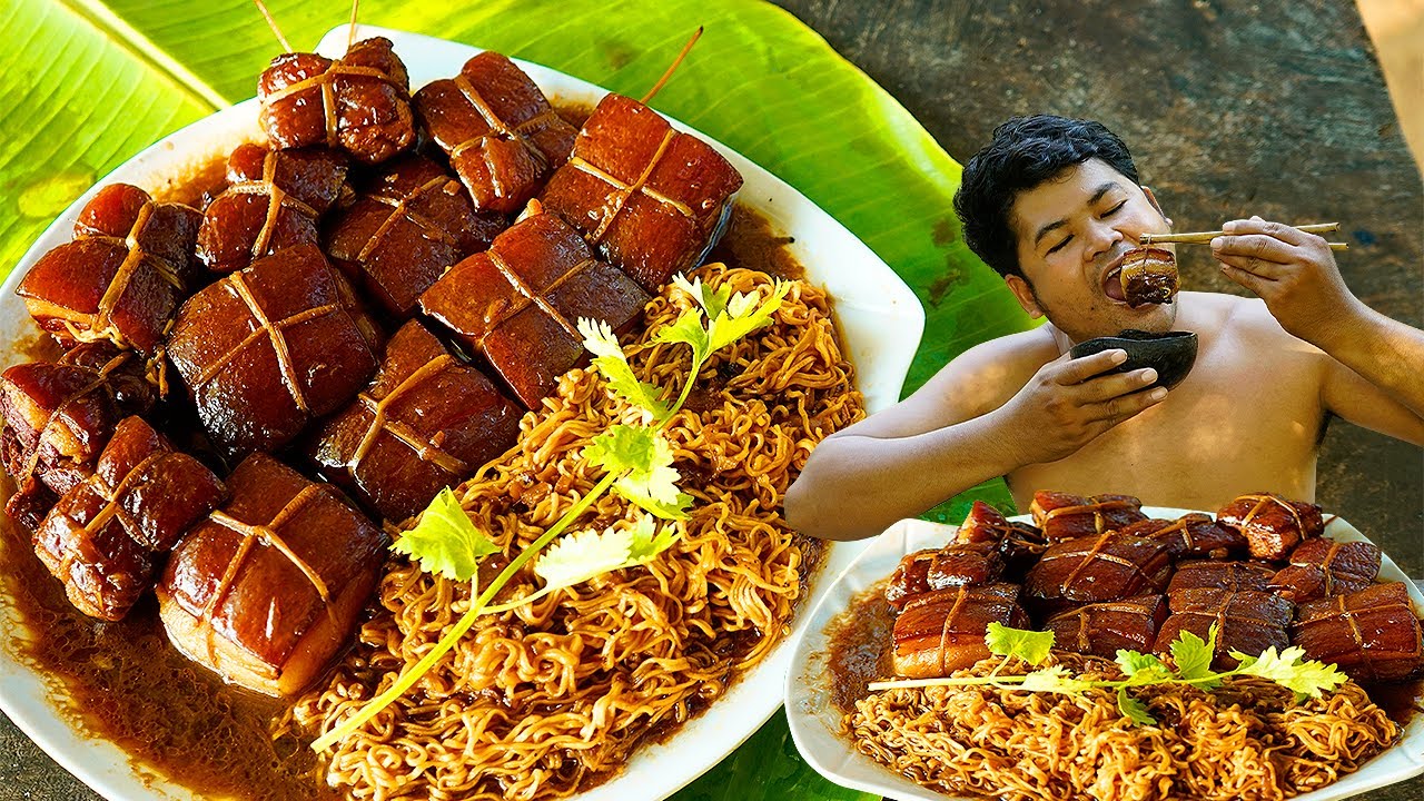 Soft Belly Noodle Recipe | Fried Braise Pork Belly For Lunch. - YouTube