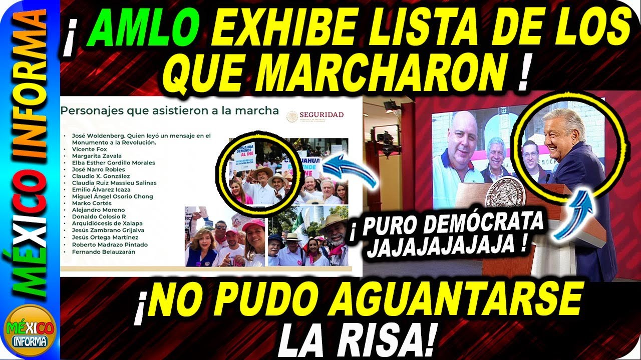 AMLO EXHIBE LISTA Y FOTOS DE LOS QUE MARCHARON PARA DEFENDER AL 1NE. NO ...