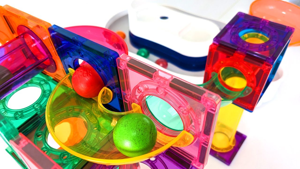 Marble Run Race ASMR☆Transparent Marble Run x Trix Track Sound of Water ...