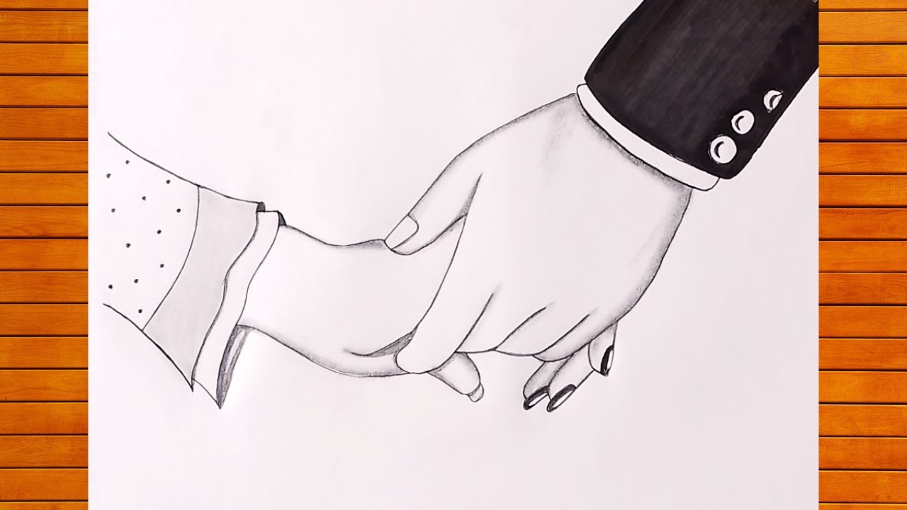 How to Draw Romantic Couple Holding Hands Pencil Sketch | Romantic ...