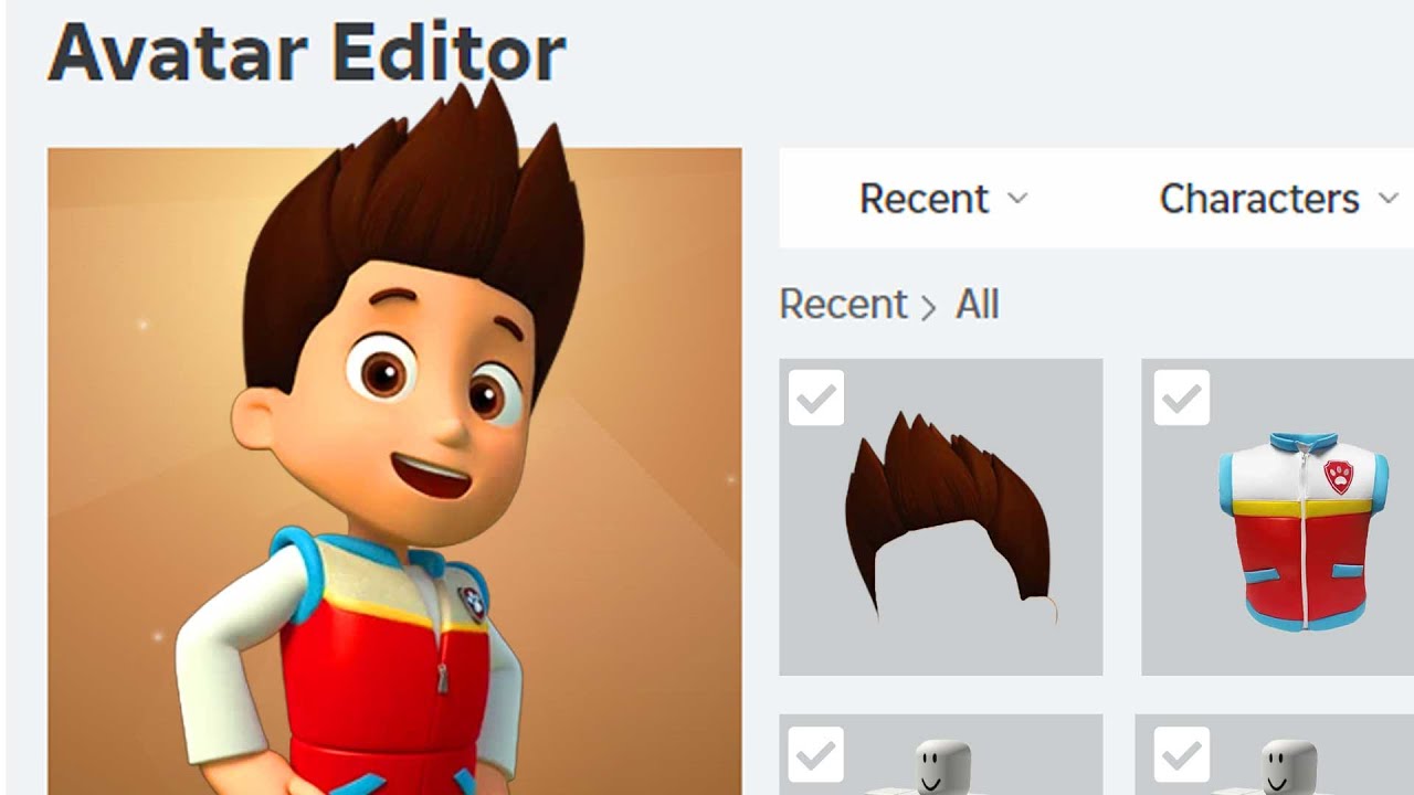 How To Make RYDER Paw patrol Avatar In ROBLOX (RYDER PAW PATROL Roblox ...