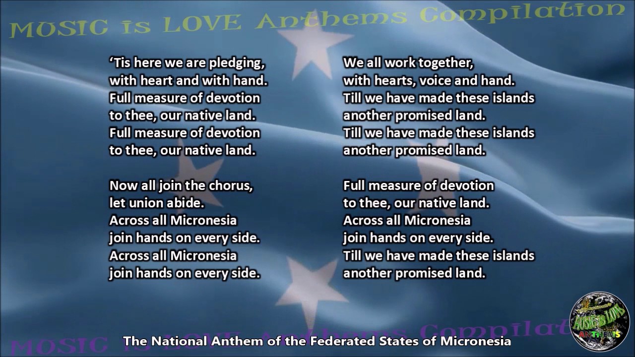 Micronesia National Anthem "Patriots of Micronesia" with music, vocal ...