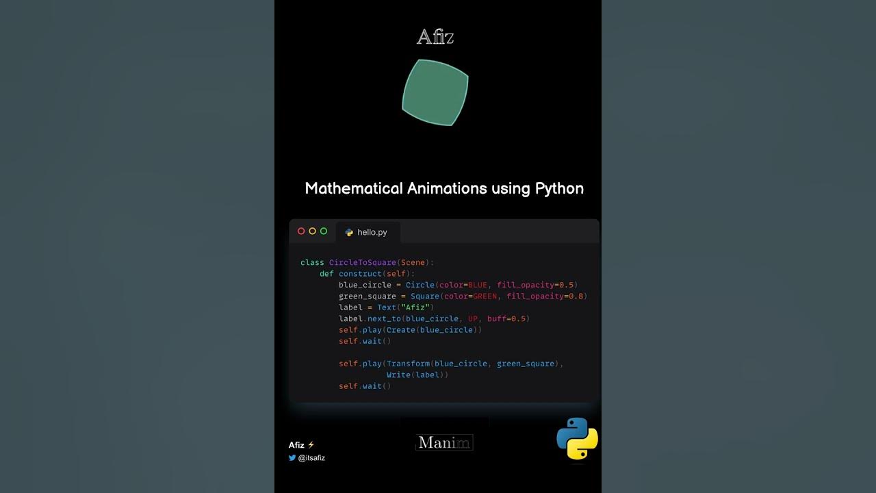 Create Animations in Python with just fews like of code #shorts #python #animation #manim - YouTube