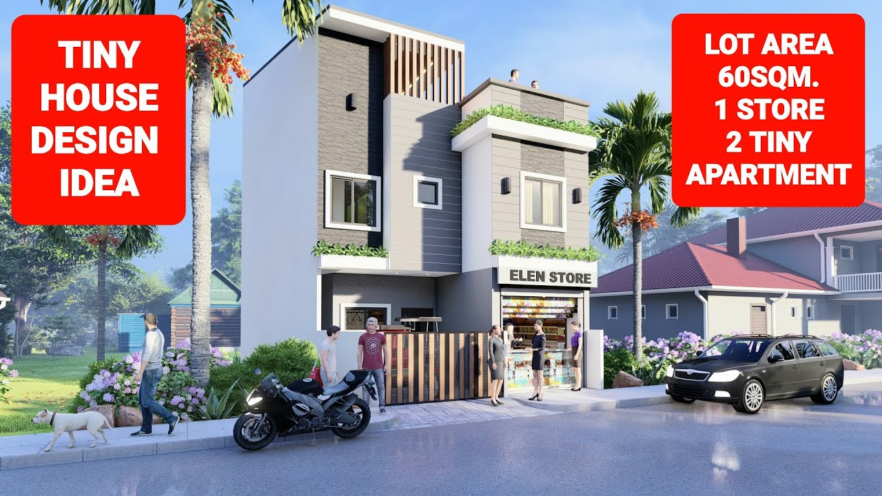 TINY HOUSE DESIGN IDEA | TWO STOREY WITH STORE & TWO UNIT TINY ...