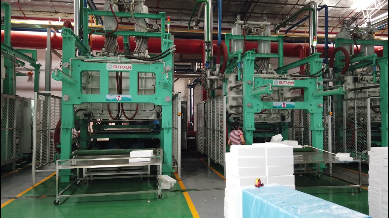 Production process of foam box in customer factory - YouTube