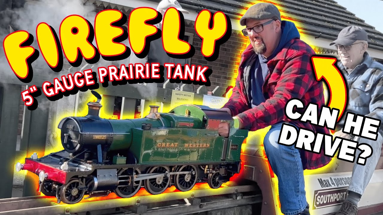 5" Gauge GWR Prairie 'Firefly' Steam up & Full Cab Track Run at Southport Model Engineering Club ...