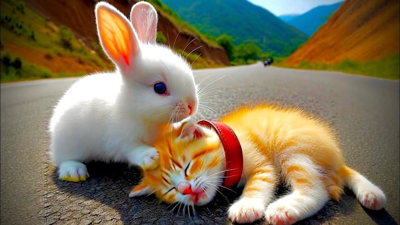🐱⛰️Saving the Fallen Cat: The Rabbit’s Heartwarming Decision 🐇 ️ - YouTube