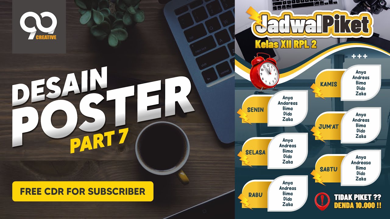 Desain Poster Jadwal Piket kekinian dengan CorelDraw | Free CDR - YouTube