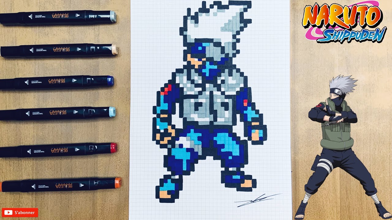 TUTO DESSIN PIXEL ART KAKASHI NARUTO / HOW TO DRAW KAKASHI NARUTO PIXEL ...
