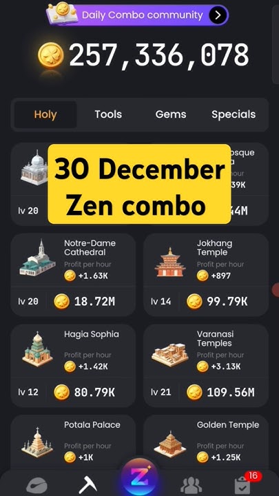 Zen Coin Daily Como 30 December | Zen coin daily combo today | #zencoindailycombo #zencoin - YouTube