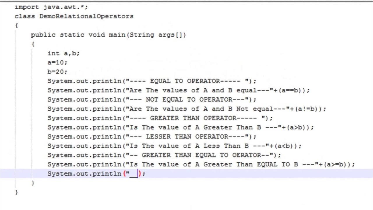 Java Tutorials-Java Operators(Relational Operators part 2) - YouTube