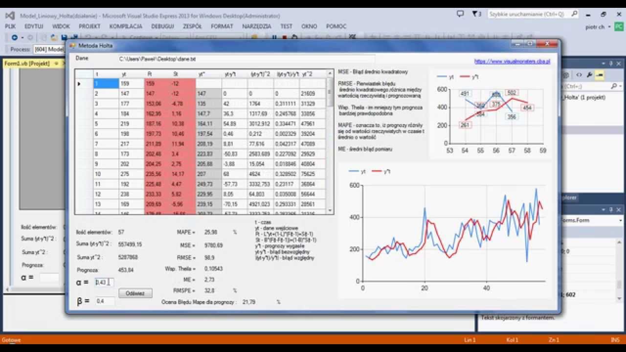 Metoda Holta, prognozowanie| programowanie vb.net - YouTube
