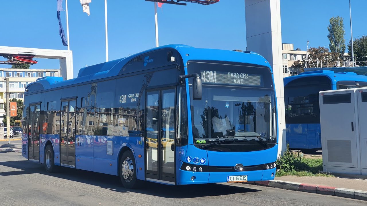[Constanța] Călătorie cu autobuzul BYD K9UB #E19 [CT 15 EJS] pe linia 43M - YouTube