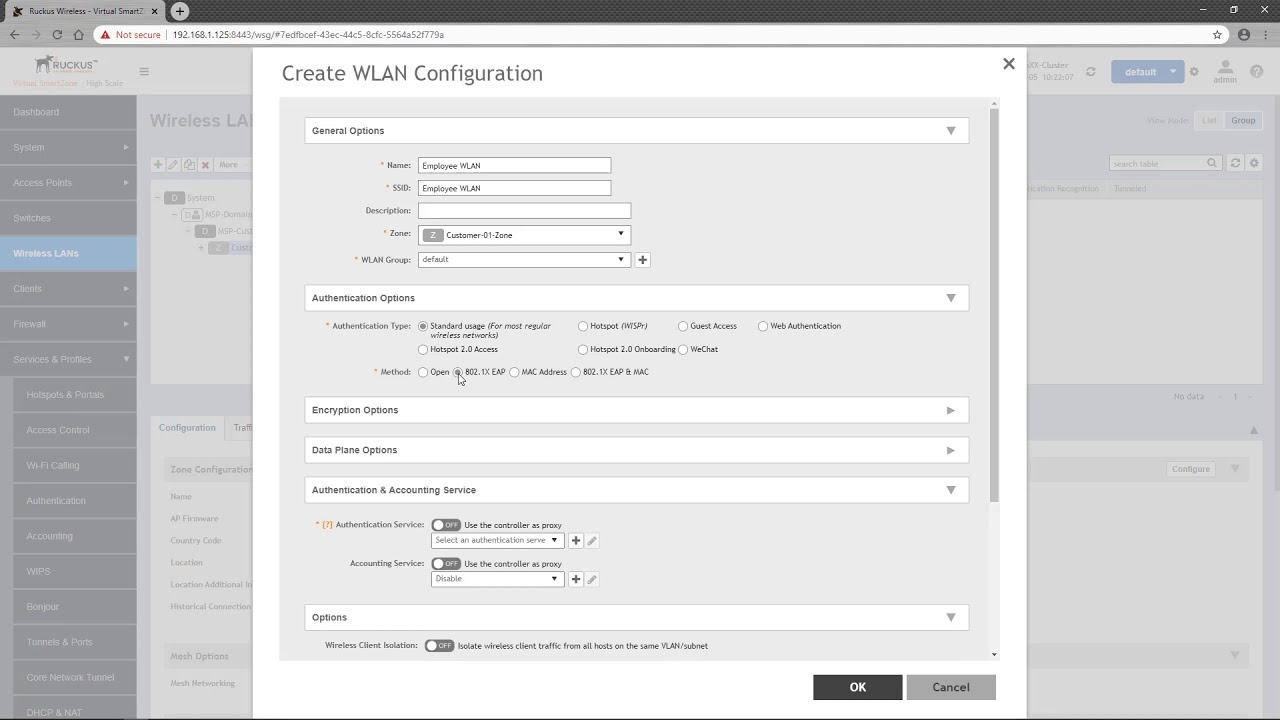RUCKUS SmartZone 5.2 - 802.1x Authentication - YouTube
