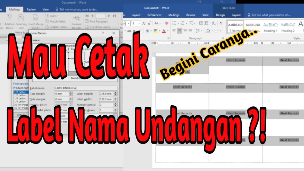 Cara Membuat Label Undangan Otomatis di microsoft Word 2016 - YouTube