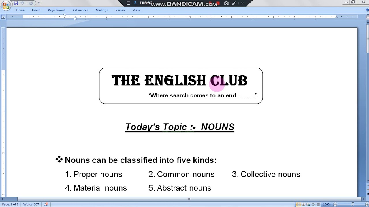 The English Club :- Nouns - YouTube