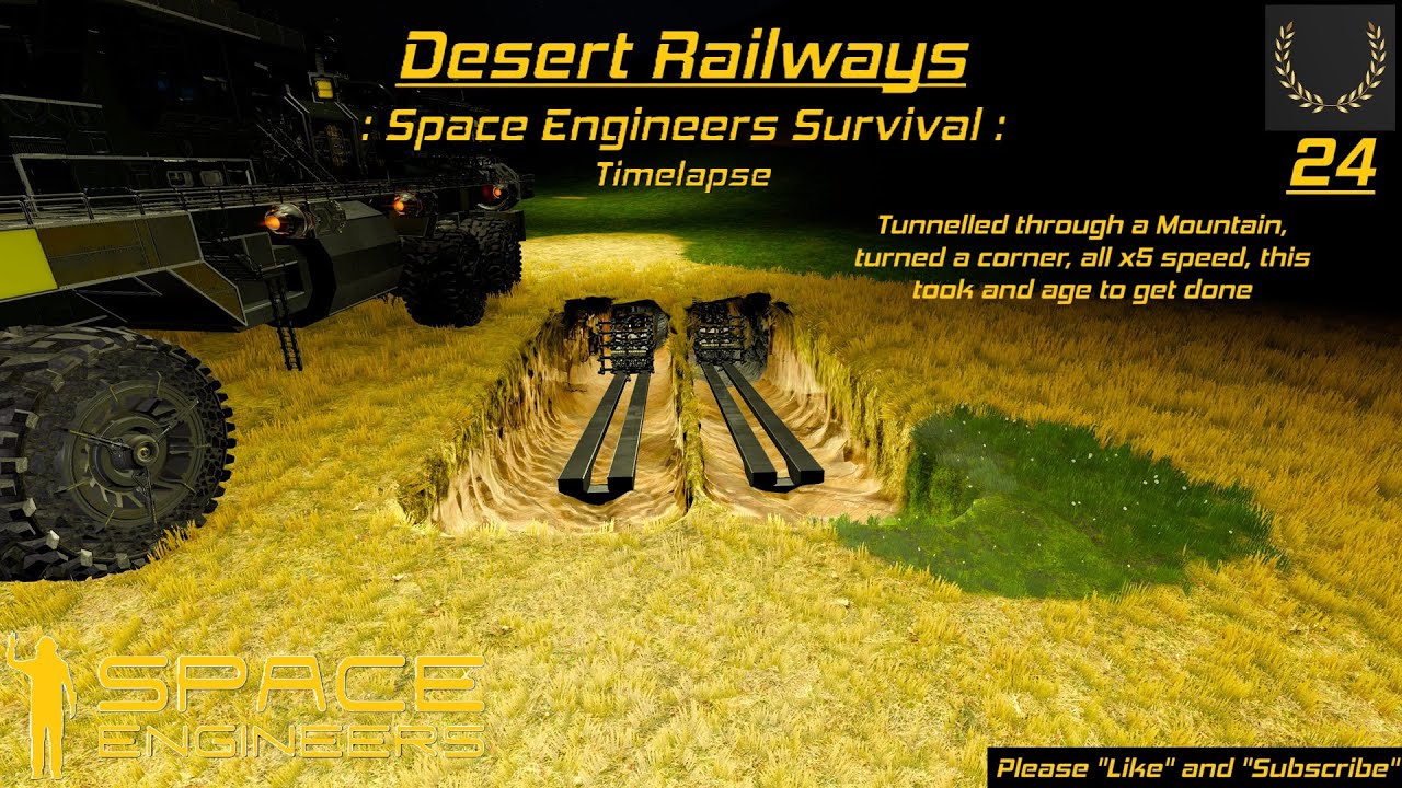 Space Engineers : Tunnel bore hole Trains, underground curve : Desert ...