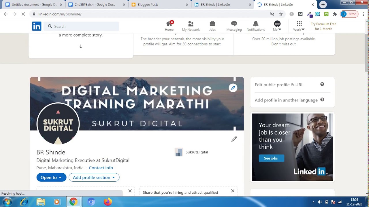 Setup/Complete your profile on linkedIn |Edit Profile URL|Job |Profile ...