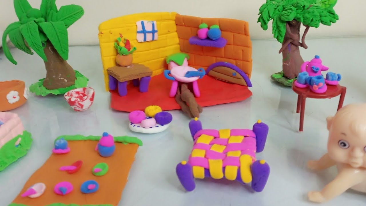 Diy How To Make Mini Clay Kitchen set,Mud village house tour/Clay ...