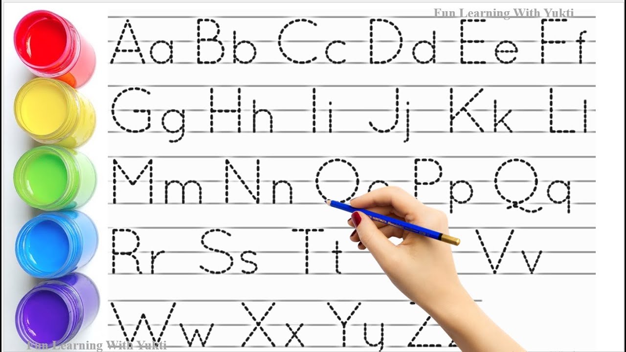 Alphabet writing collection of uppercase lowercase letters along the ...