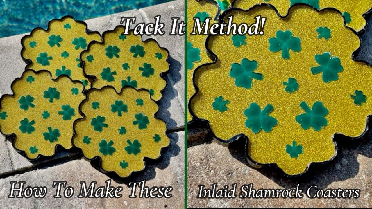 #12 Shamrock Resin Coasters With The Tack It Method! - YouTube