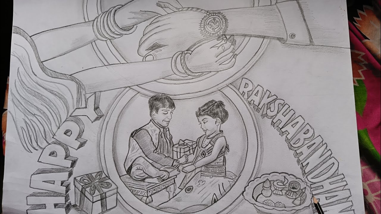 Rakshabandhan Drawing Poster easy | How to draw Rakshabandhan easy for ...