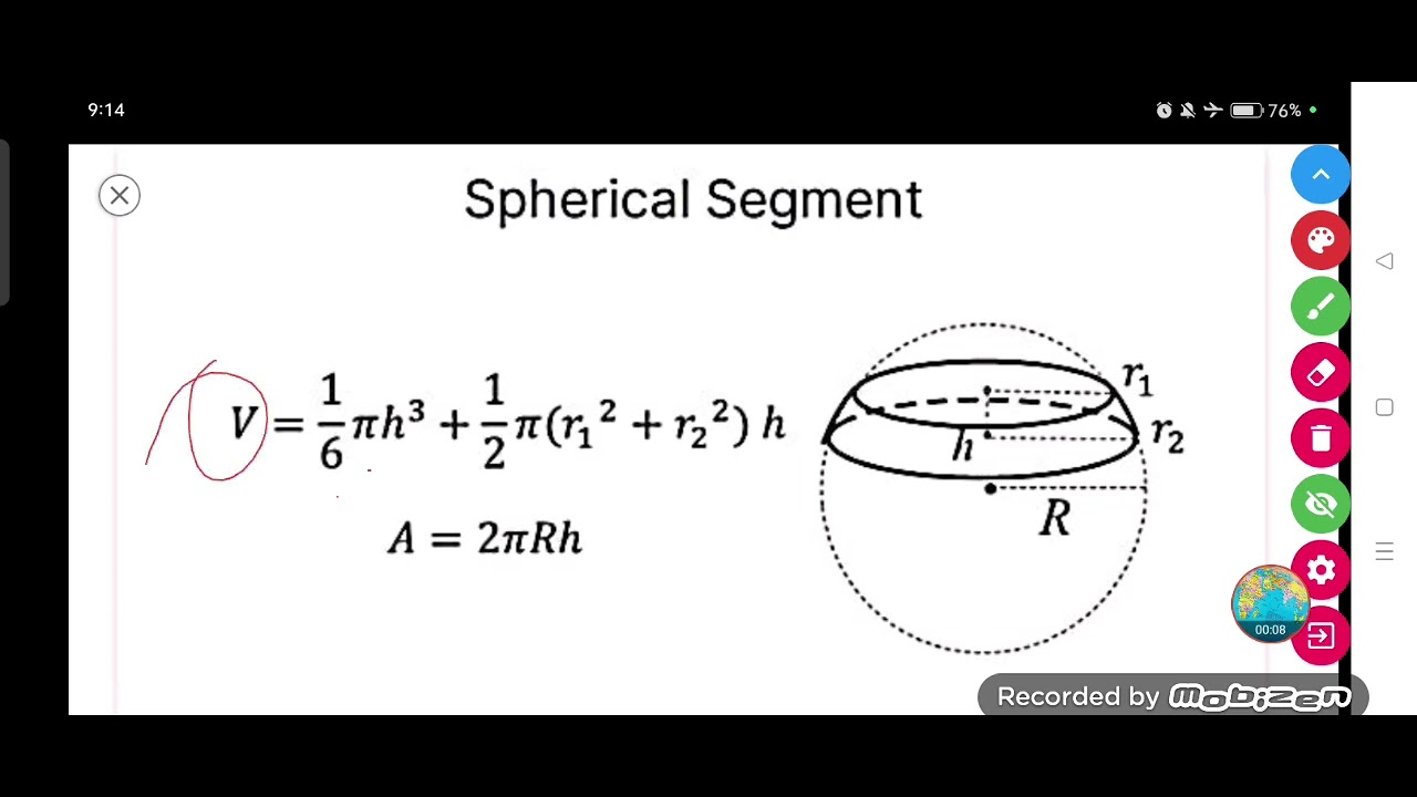 Formula of Spherical Segment || Volume of Spherical Segment || Area of ...