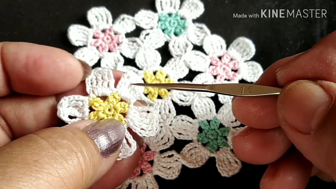 304-Crochet#40, Beautiful double flower mat - YouTube