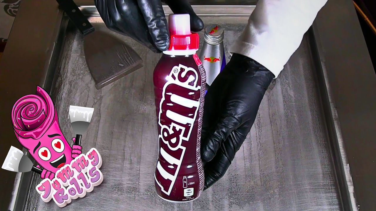 ASMR - Mix M&M drink and Redbull Ice Cream Rolls - YouTube