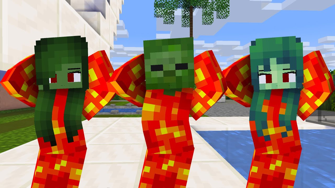 MONSTER SCHOOL : CHICKEN WING MEME FIRE ZOMBIE FAMILY - MINECRAFT ...