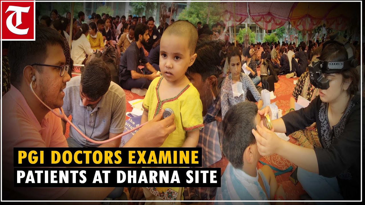 Resident doctors of PGI Chandigarh examine patients at protesting site ...