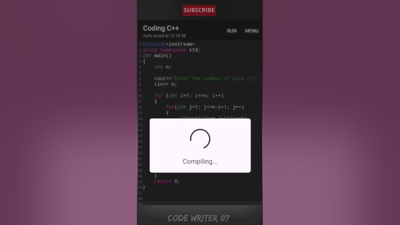Best C Pattern Program Tutorial Video 💯🧠Codewriter07 Coding Youtubeshorts Programming 3536